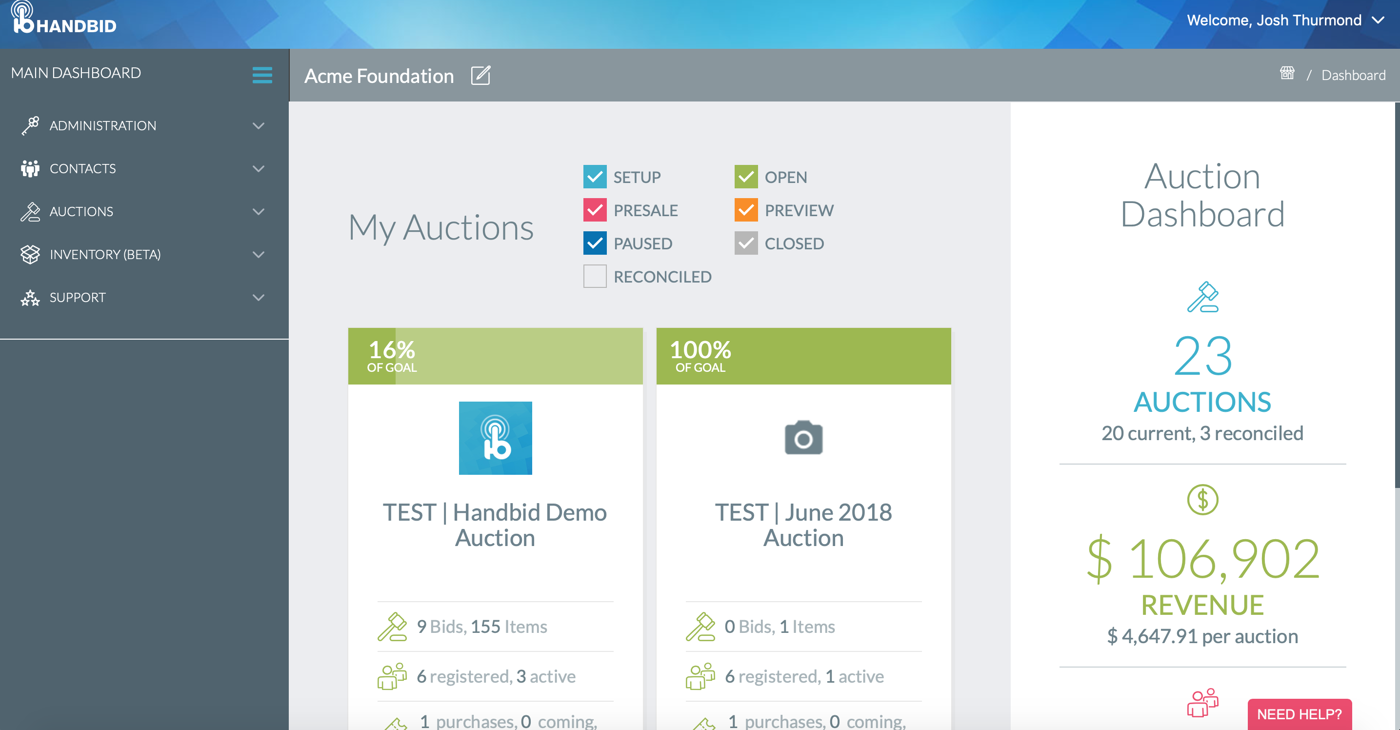 Accessing and Navigating the AUCTION DASHBOARD Accessing and Navigating the AUCTION DASHBOARD